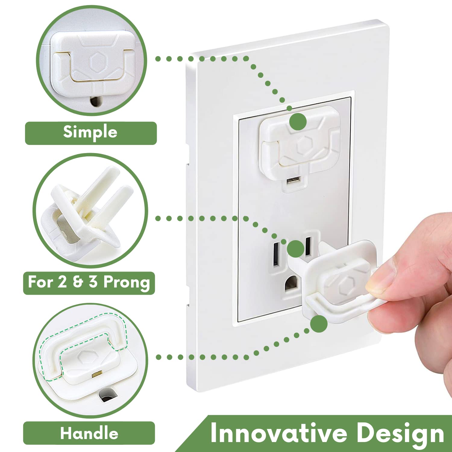 Outlet Covers Baby Proofing Socket Protectors Child Safety Plug Caps Difficult for Toddler to Remove Electric Shock Guard for US 2-Prong White 40 Pack