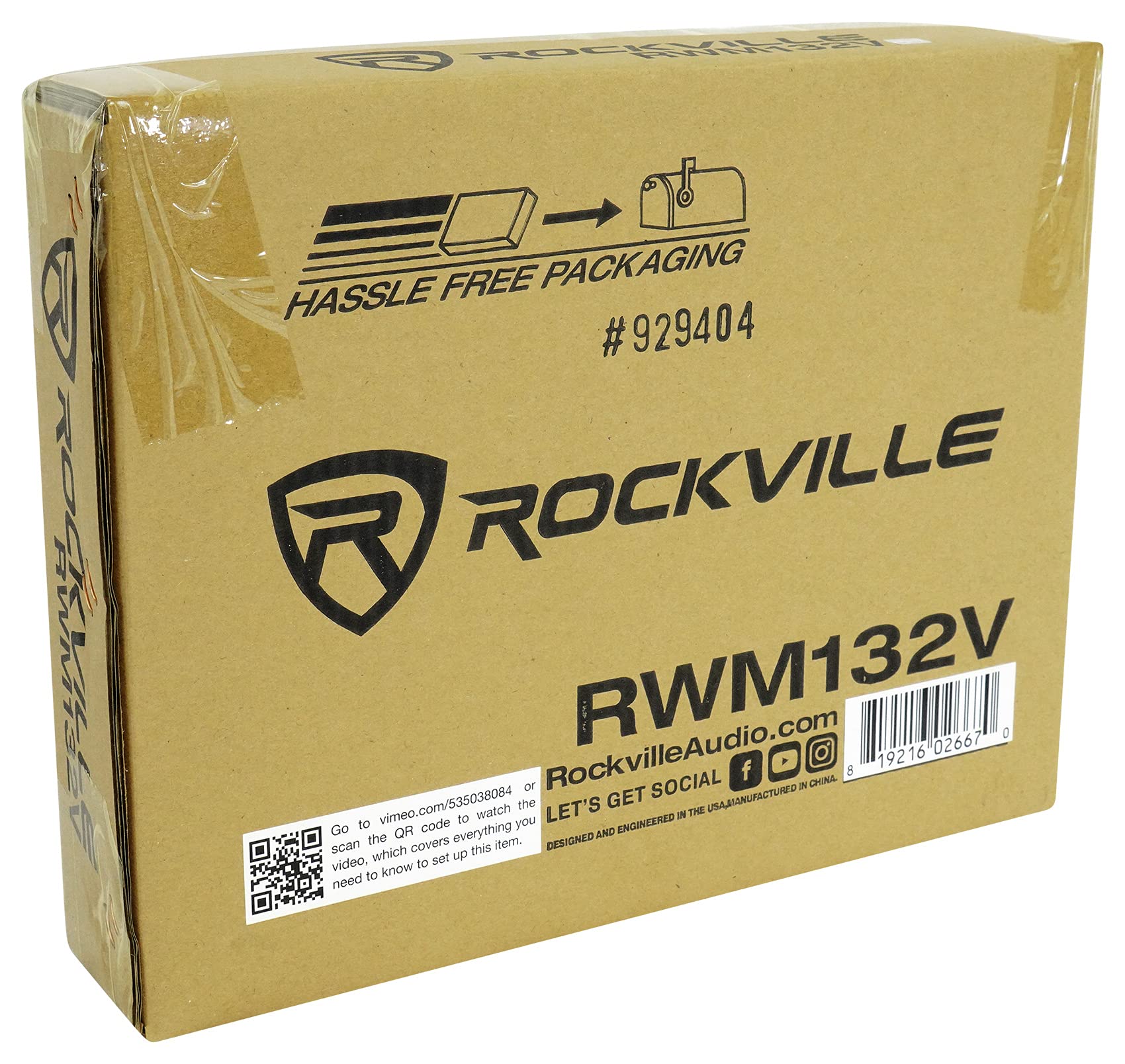 Rockville RWM132V VHF Wireless Dual Handheld Microphone System/High Sensitivity, Black