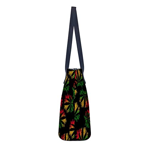 Weed on Rastafarian Women's Tote Bag PU Leather Shoulder Bag Handbags Purse For Work Shopping Travel