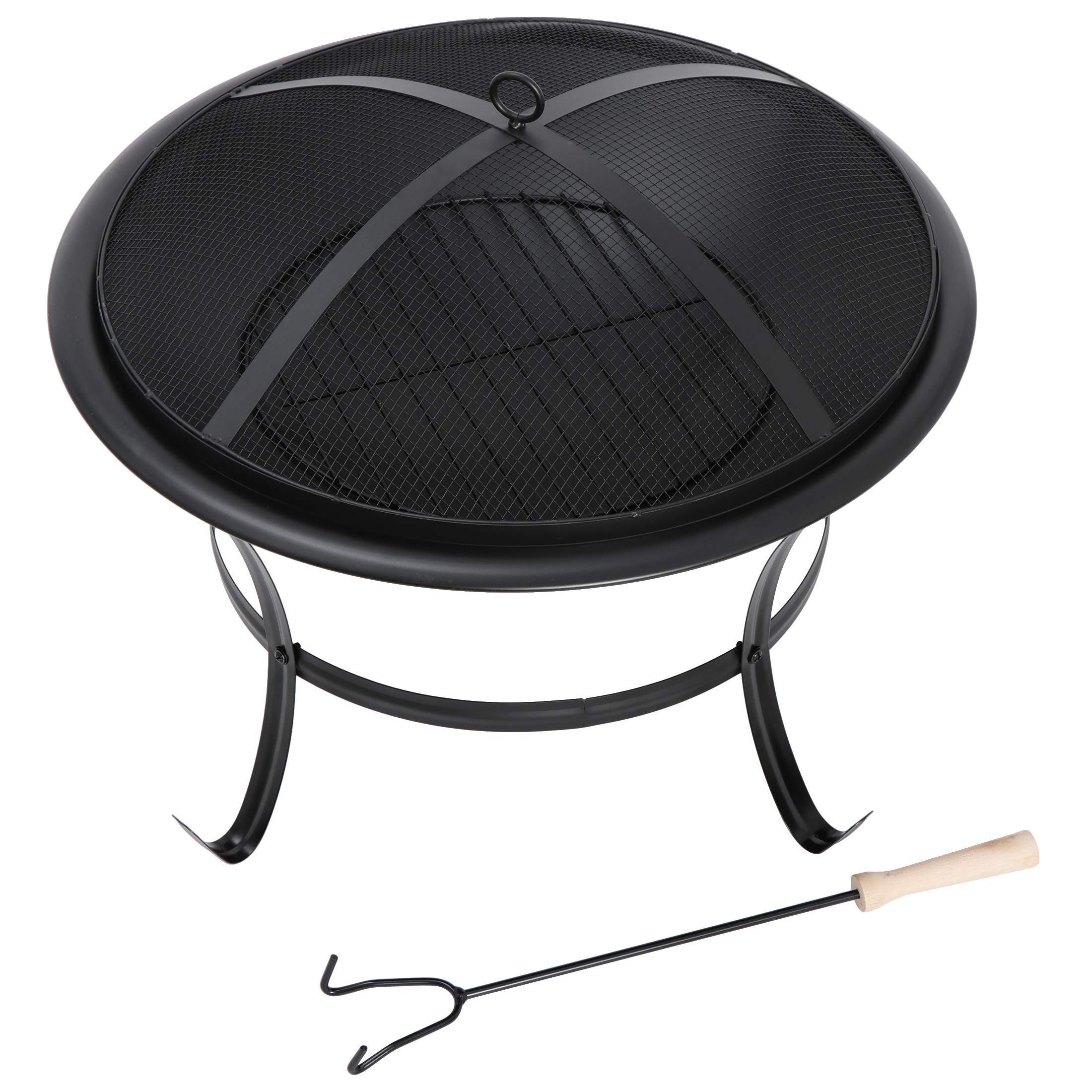 ZENY Fire Pit 22ββ Outdoor Fire Pits Wood Burning Patio Fire Bowl Firepit with BBQ Grill, Spark Screen and Fire Poker for Backyard Outside Camping Picnic Bonfires