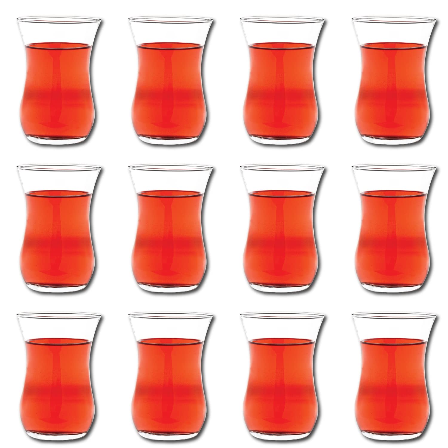 Vikko Teacups, Turkish Tea Glasses, Set of 12 Authentic Turkish Tea Cups, 4 Ounce Tea Glass