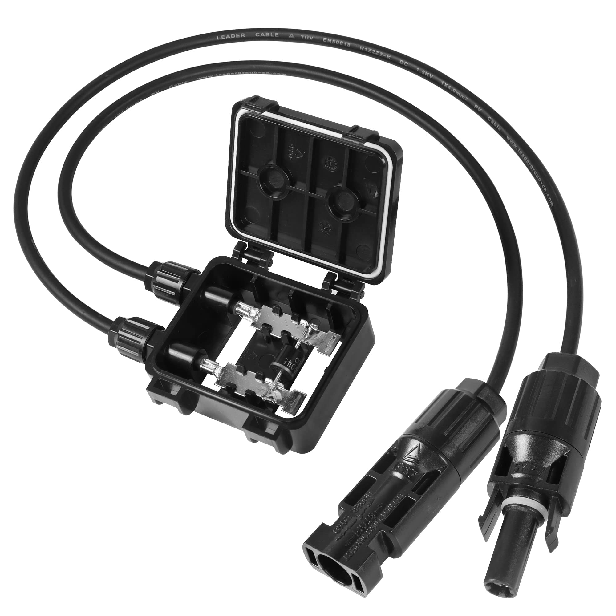 PNGKNYOCN Solar Junction Box PV Connector,IP67 Waterproof Solar Junction Box with 11AWG 50cm Solar Cable Connector for 250w to 300w 20A Solar Panel