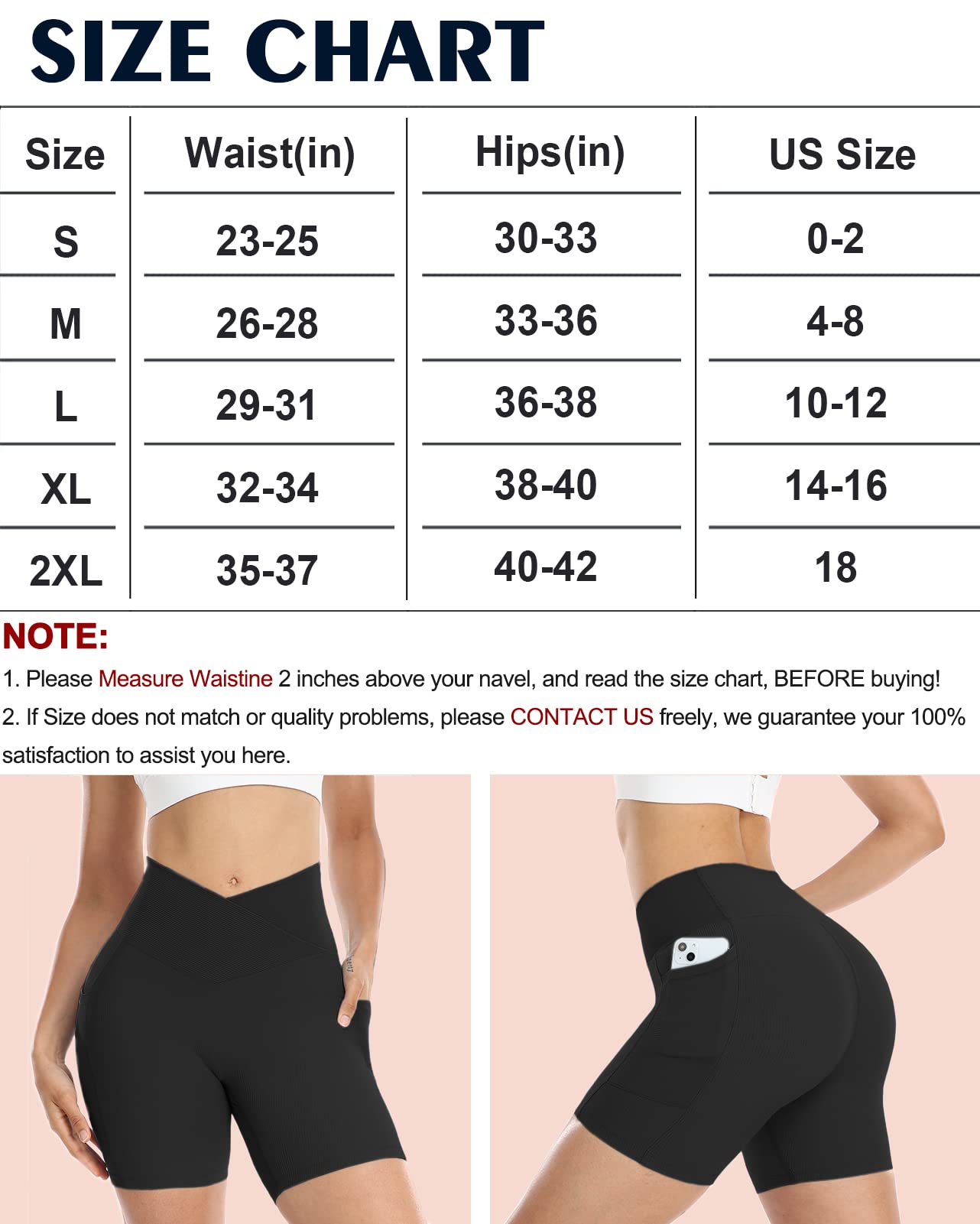Women's V Cross Waist Workout Biker Ribbed Shorts with Pockets 5" High Waisted Booty Gym Short Black