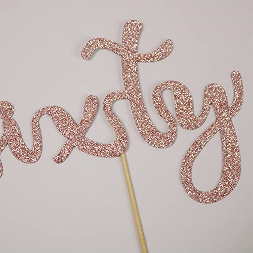 Rose Gold flash sixty Cake Topper,60th Birthday Cake Topper Decoration,60th anniversary party decorations