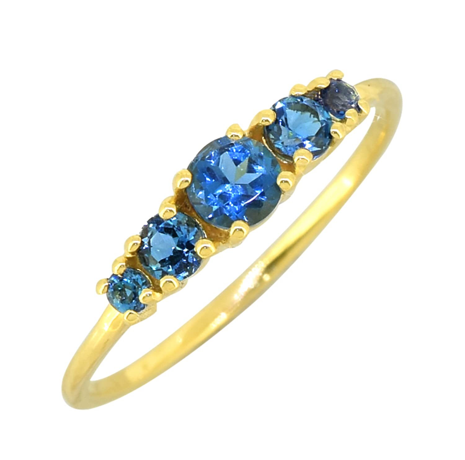 YoTreasure Petite London Blue Topaz Five-Stone Ring 18K Gold Plated Silver