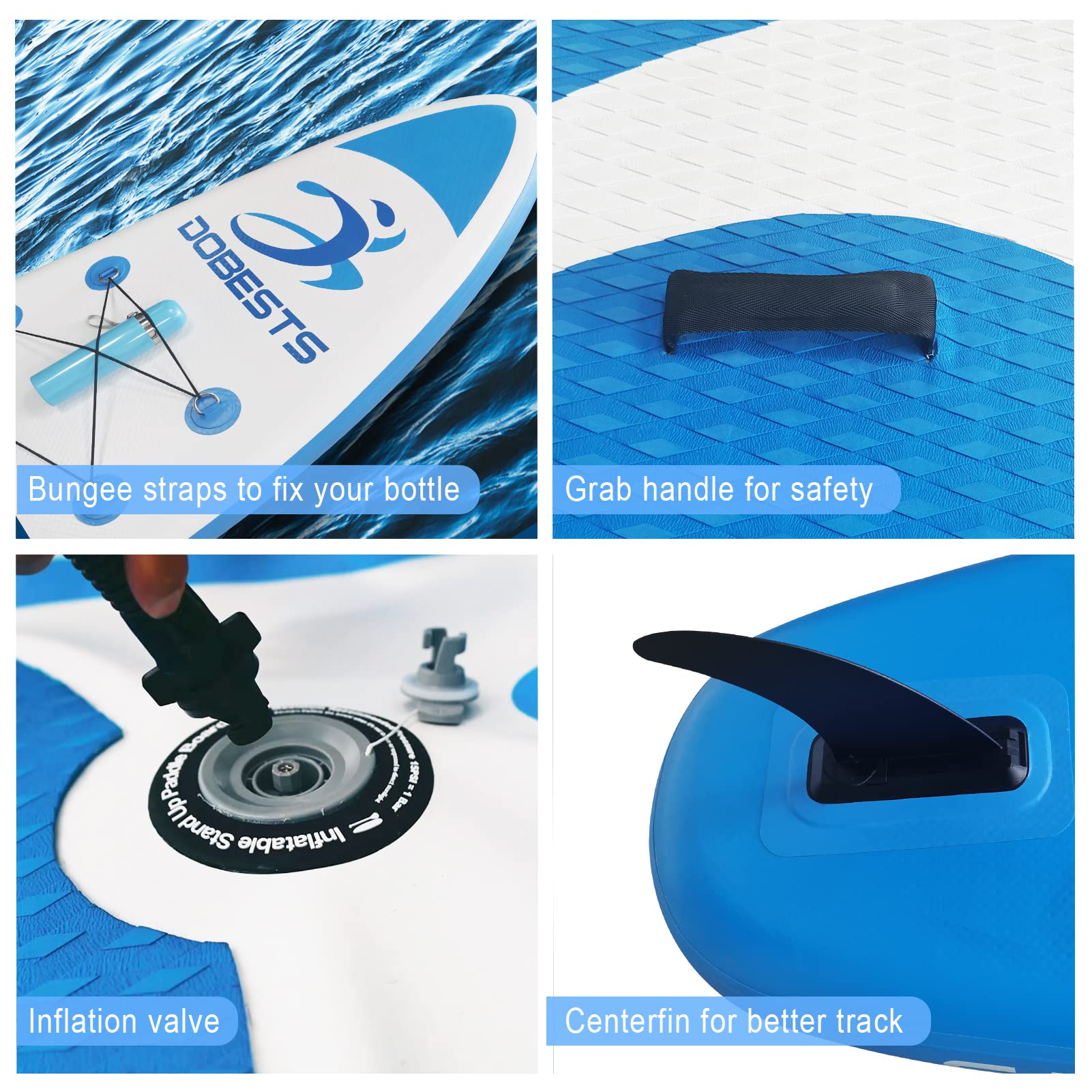 Stand Up Paddle Boards Adults Inflatable PaddleBoards 10'6"×33"×6" SUP with Non-slip Deck, Travel-Backpack Adjustable Paddle, Detachable-Fin, Hand Pump, Safety Leash, Repair Kit Fits (Blue)