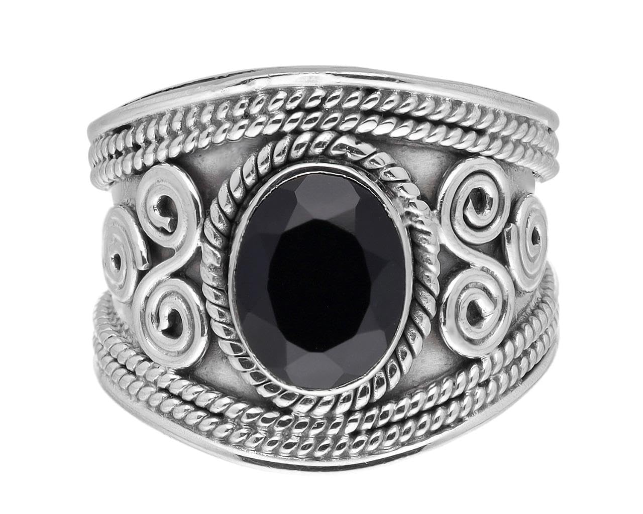 YoTreasure Rainbow Moonstone Ring Solid 925 Sterling Silver Gemstone Jewelry
