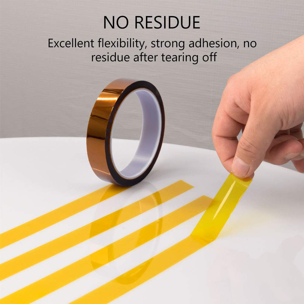 MYJOR High Temperature Tape, 1 mil Kapton Tape, Polyimide Tape, Professional for Protecting CPU, PCB Circuit Board, 1/4", 1/2", 3/4", 1"- 4 Rolls,No Residue.