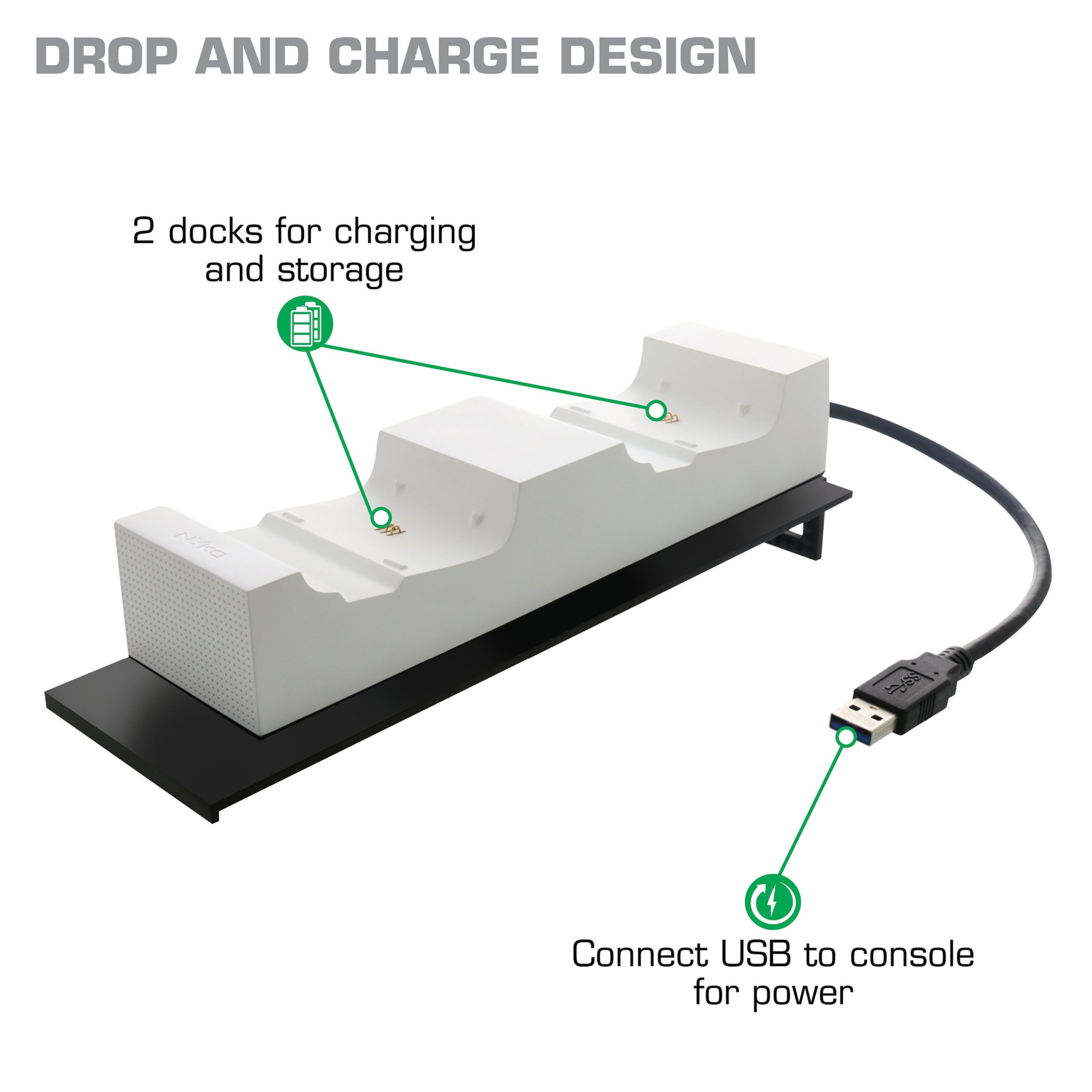 Nyko Nyko Modular Charge Station S - 2 Port Controller Charging Station with 2 Rechargeable Battery Packs for Xbox One S - Xbox One
