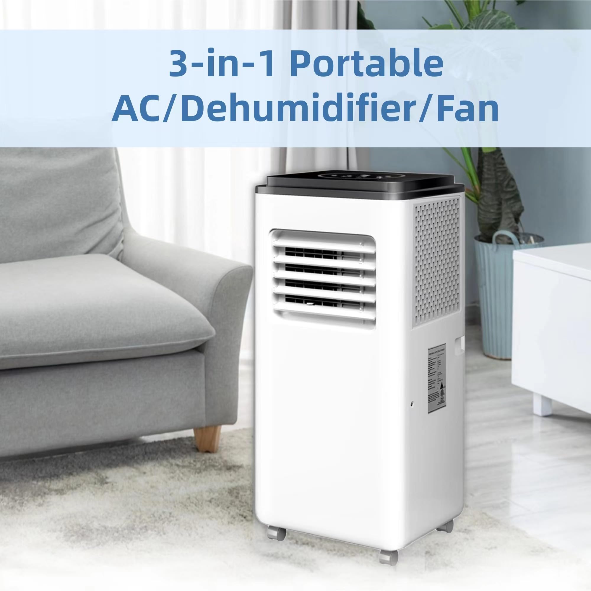 YIGUO 8,000BTU Portable Air Conditioner, AC Unit Cools Up to 400 Sq.ft,Dehumidifer & Fan Modes,Remote Control,24Hour Time (8000BTU), White