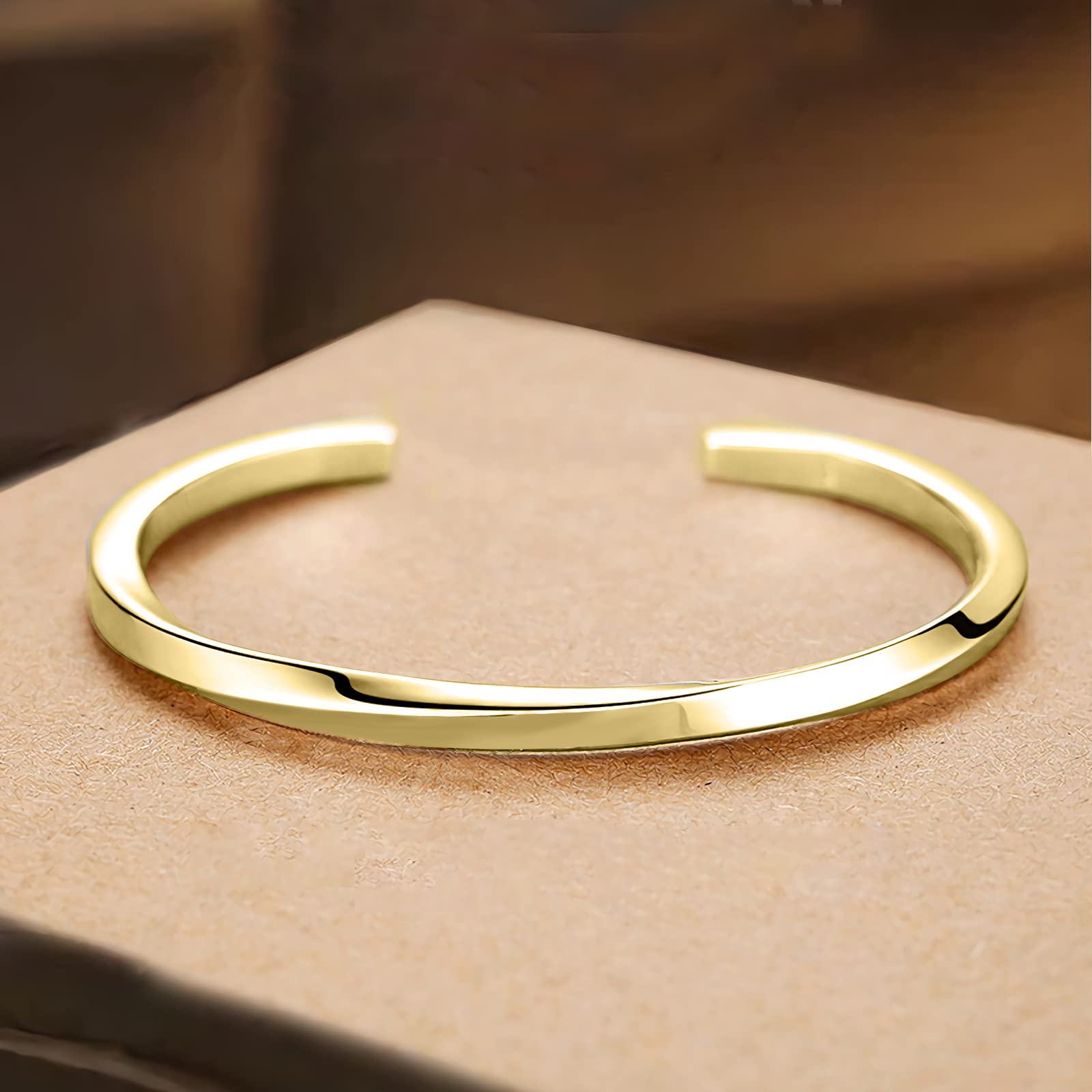Womens Cuff Bangle Bracelets Twisted Stainless Steel Bracelet Hypoallergenic Ladies Open Cuff Bracelet, Stainless Steel, no gemstone