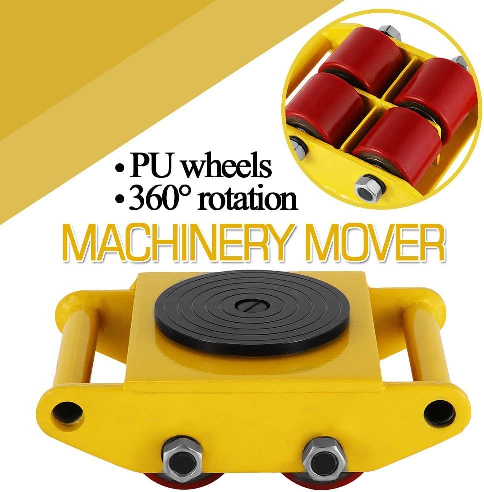 ZXMOTO Heavy Duty Machine Dolly Skates Industrial Machinery 6T 13200LBS,4pcs Machinery Mover Cargo Trolley with Steel Rollers Cap 360 Degree Rotation