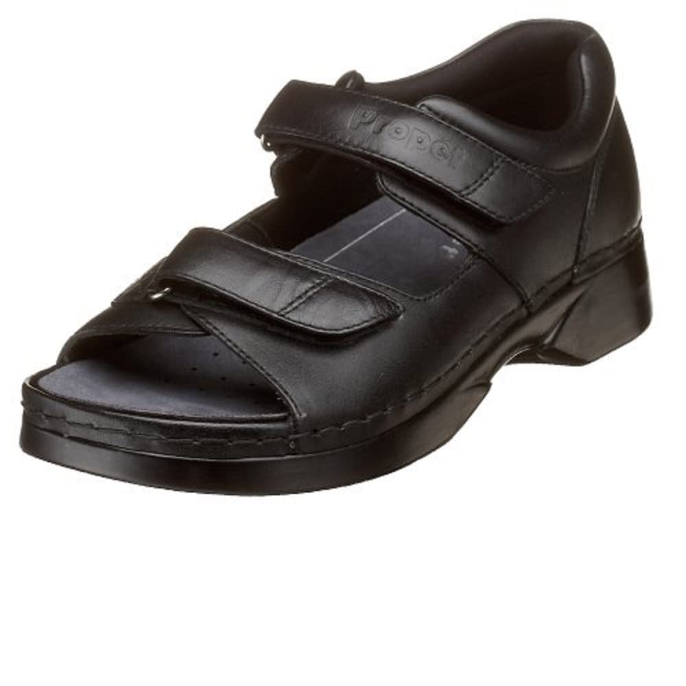 Propét womens W0089 Pedic Walker flats sandals, Black, 9 X-Wide US