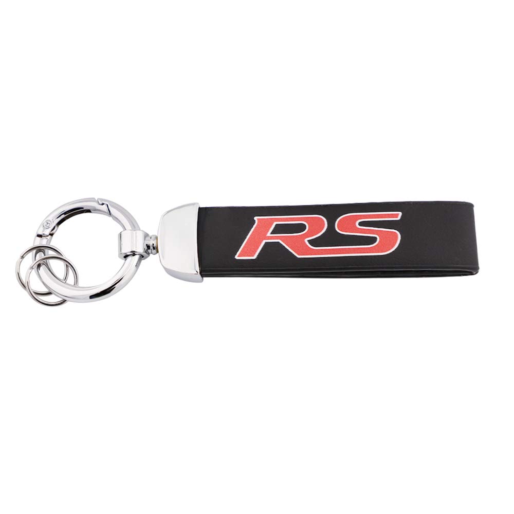 RS Keychain Stylish Removable Metal Leather Rubber Keychain Wristlet Key Chain Fob