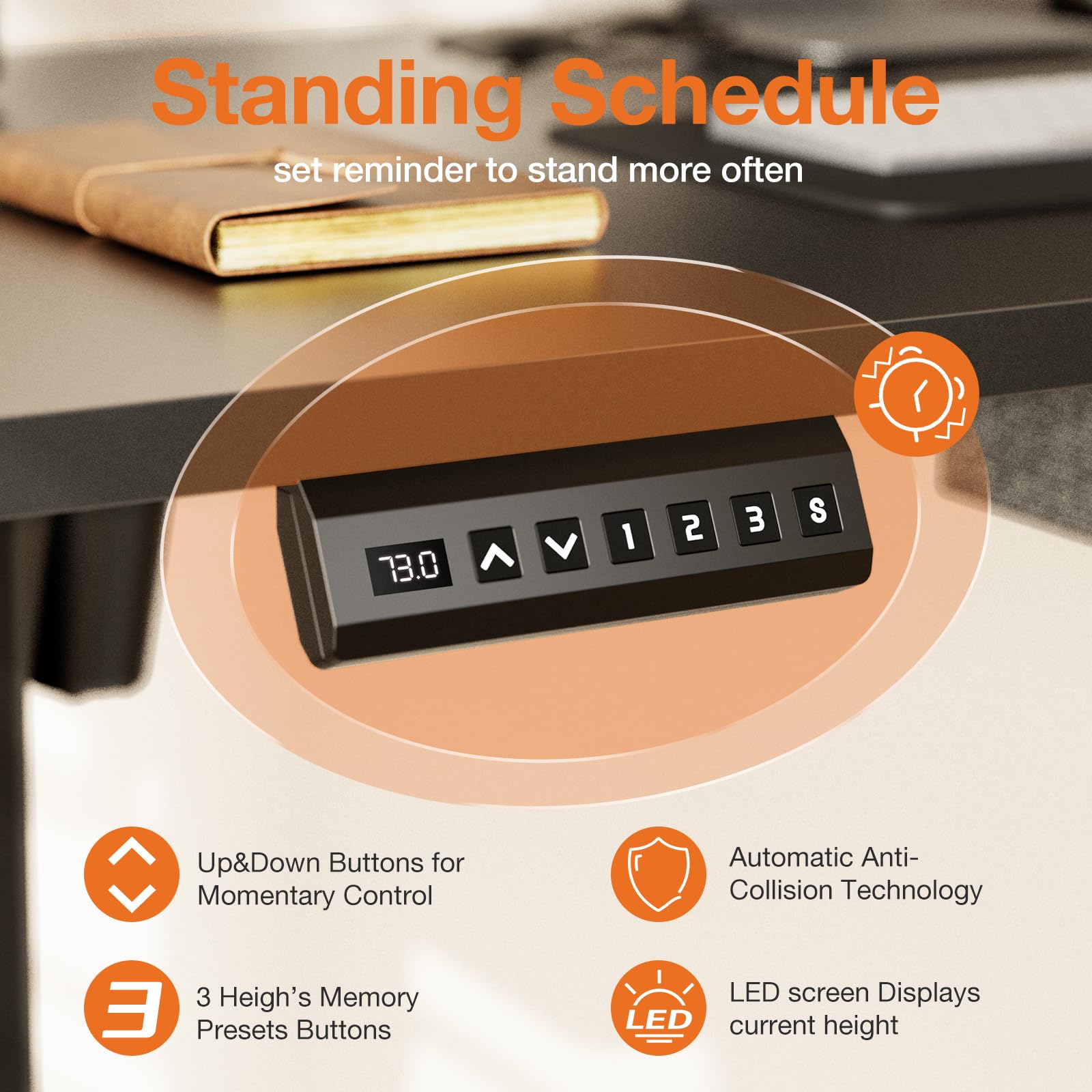 NEWBULIG Electric Height Adjustable Sit Stand Home Office Computer Desks with Drawer, 40 Inch, Black Top and Frame