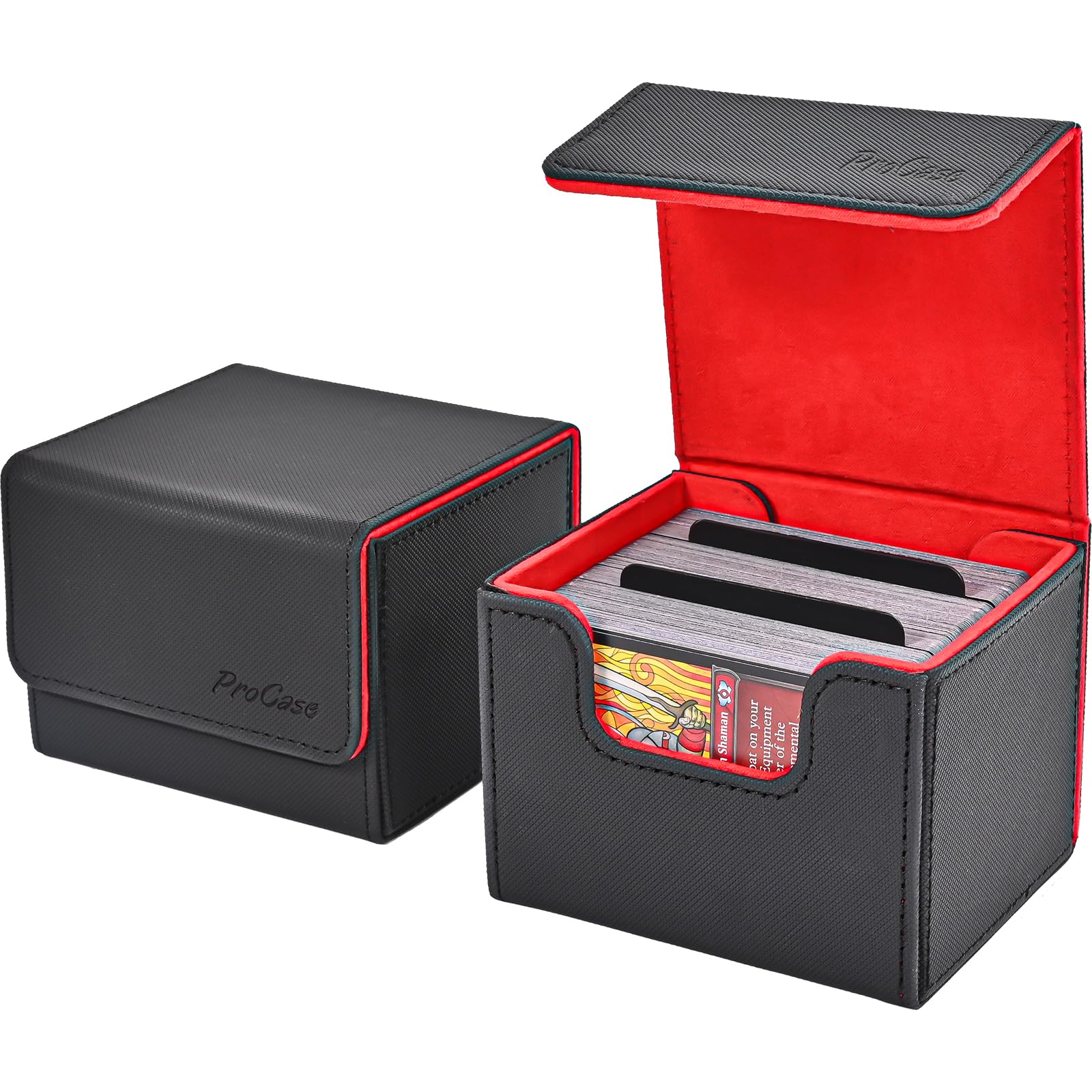 ProCase 2 Pack Card Deck Box for MTG Cards with 4 Dividers, Extra Large Storage Each Case Fits 160 Sleeved Card Magnetic Card Holder for MTG Commander/TCG/Yugioh -Black