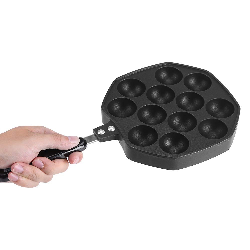Takoyaki Grill Pan - Cast Iron Takoyaki Pan Octopus Ball Plate Home Cooking Baking Tools Kitchen Accessories with 12 Holes