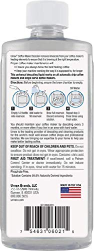 Urnex The Professional Barista's Choice Keurig Compatible Coffee Maker Universal Descaling Solution (2 Pack, 2 Uses Per Bottle)