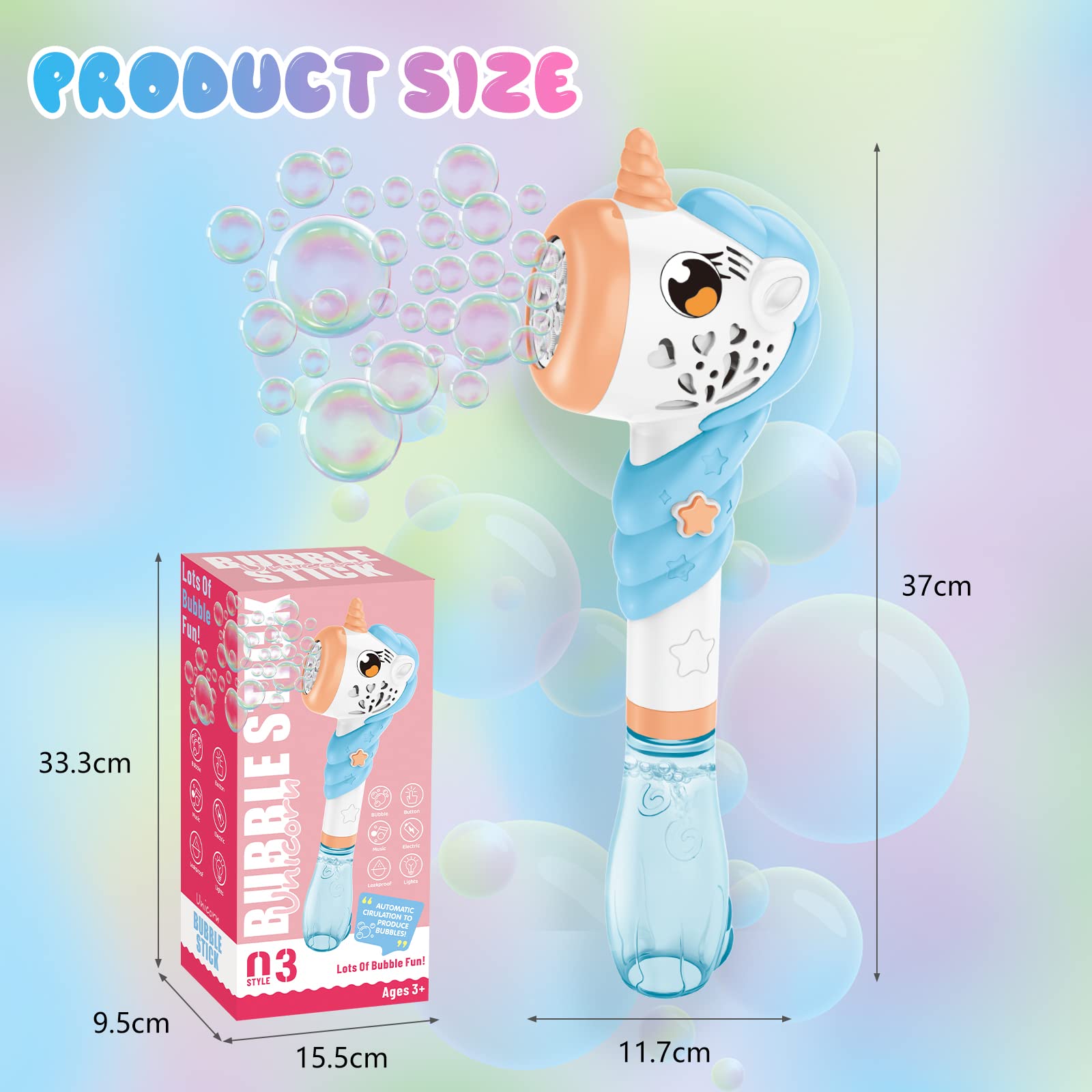 OUYOFI Automatic Bubble Wand for Kids,Chicks Bubble Machine for Toddler,Outdoor Bubble Toy for Age 3-5,Battery Operated Bubble Wand with LED Light & Music