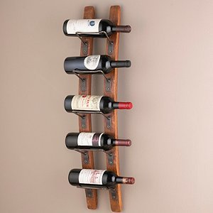 Wine Barrel Stave wine bottle Rack wall mount bottle rack holdes 5 bottles Made of solid oak