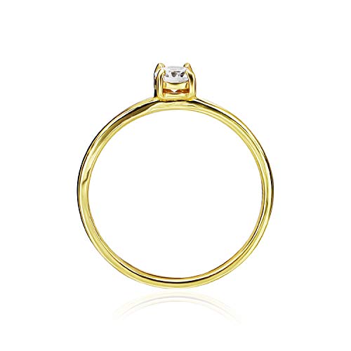 River Island Sterling Silver 4mm Round Solitaire Cubic Zirconia Engagement Ring Size 7 Avail in 3 Colors