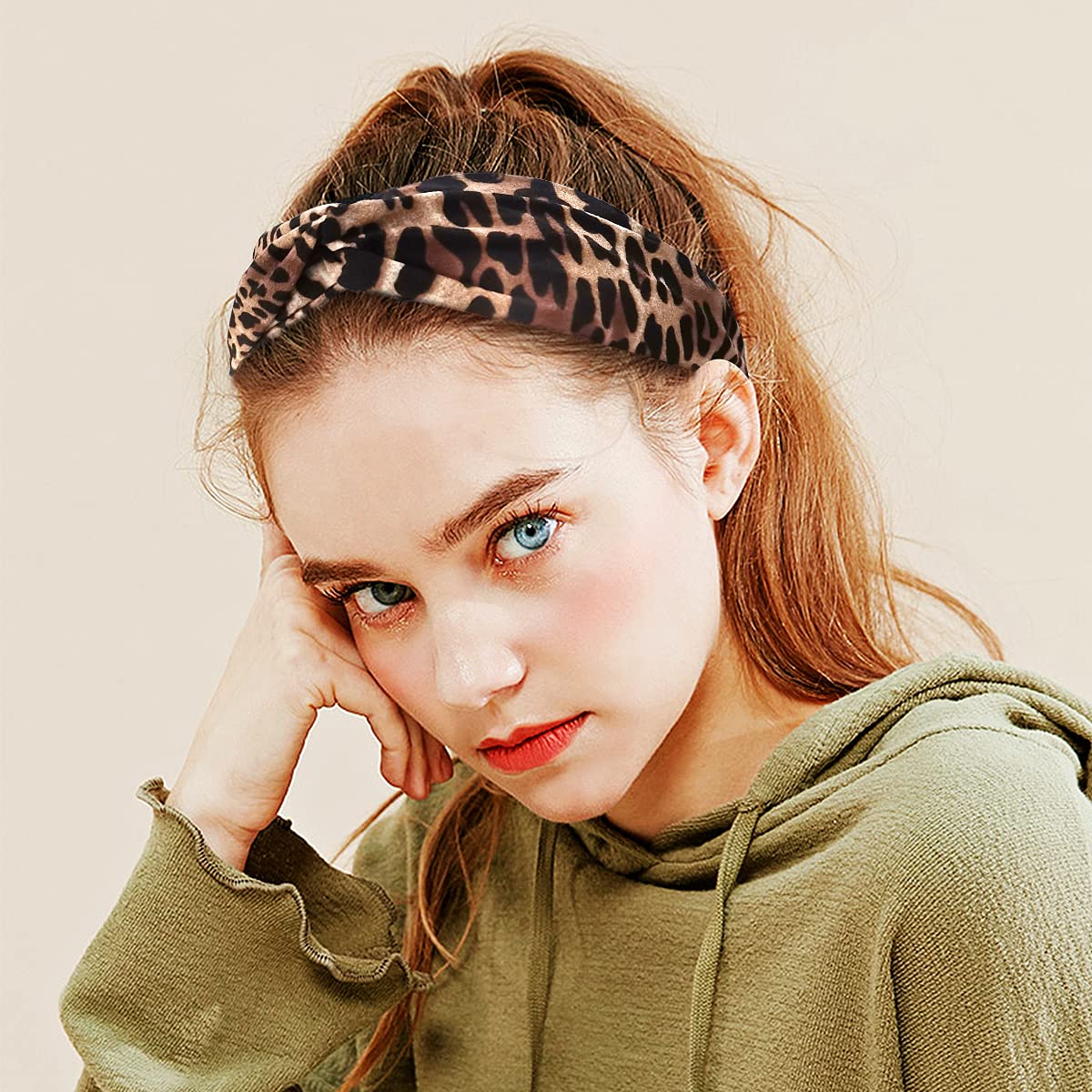 RIY 20 Pack Women Headbands with Twist Knot Boho Flower Print Criss Cross Head Wrap Elastic Hair Band - A