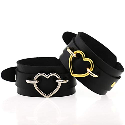 ZHQI Black Wristband Cuff Belt Bracelet Bangle Leather Rope Black Punk Rock Bracelet (Black style 2, Zinc Alloy)