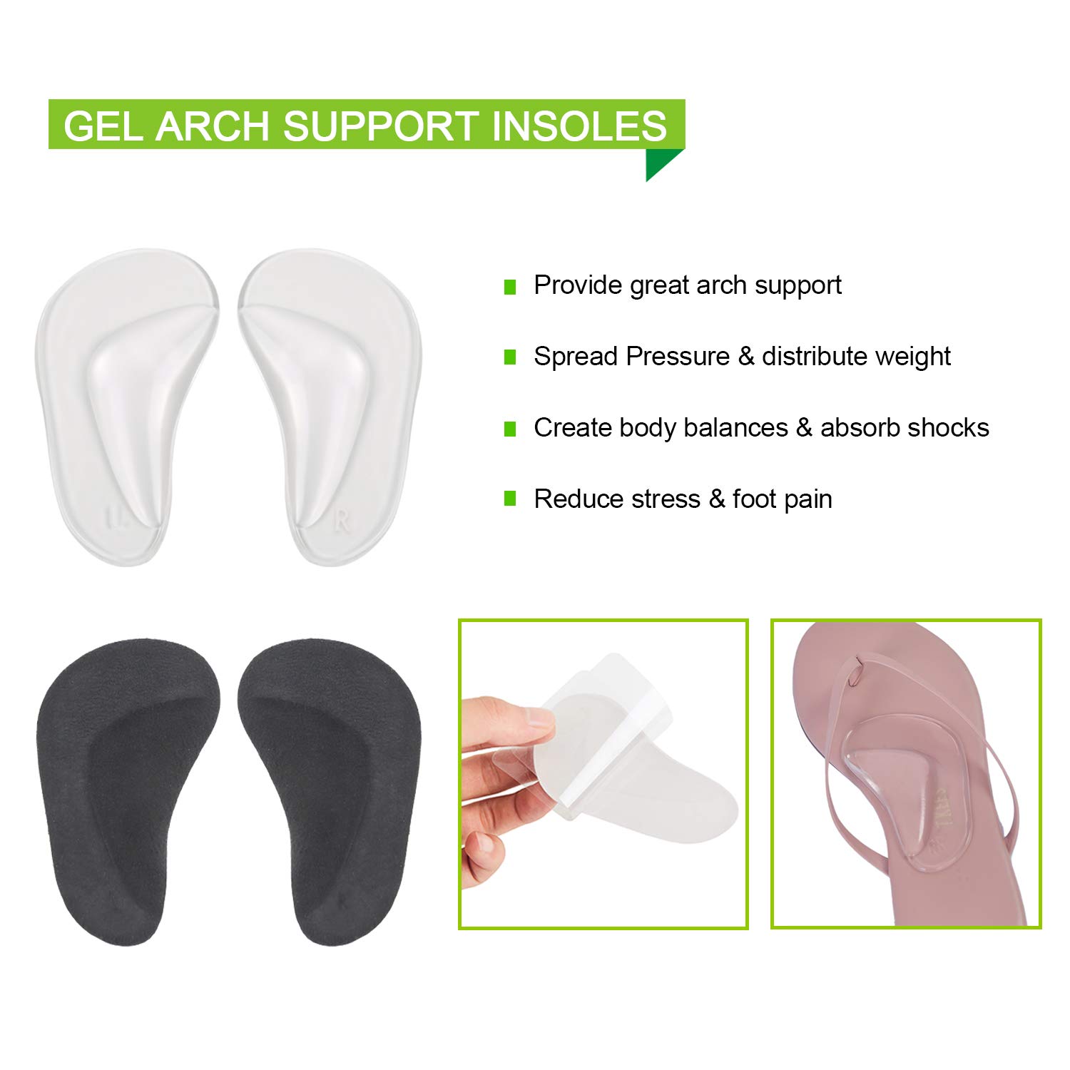 Plantar Fasciitis Arch Support Kit-12pcs-Compression Arch Sleeves, Arch Braces, Silicone & Cushioned Arch Supports & Free Insoles, Fast Pain Relief & All Day Comfort, Sizes for Men & Women (Medium)…