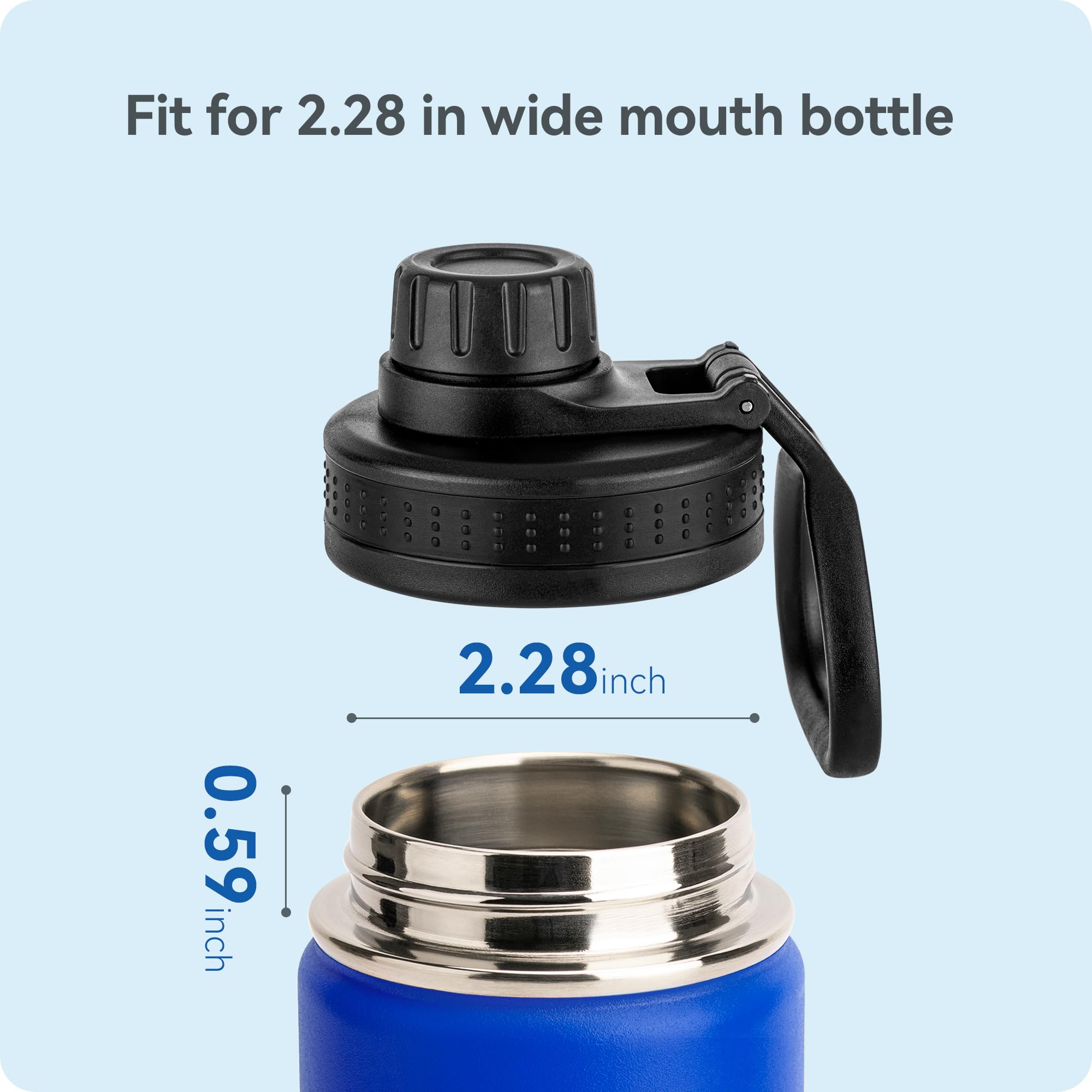 Prurex Spout Lid for Hydro Flask 12 16 18 22 32 40 64oz Wide Mouth Water Bottle,Replacement Lid for Hydroflask,Thermoflas,Iron Flask Wide Mouth Bottles (Black, 2 Pack)