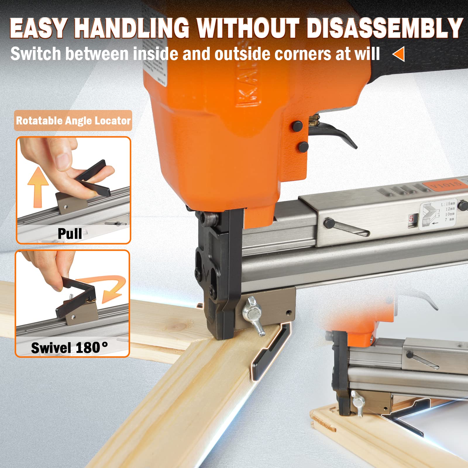 KAMSIN #V1015 30 Gauge Pneumatic Picture Frame Nailer, 13/32β(10.3mm) Crown V Nailer, 5/16'' to 19/32'' (7-15mm) Leg Length V-nails Tacker V Nails Gun For Picture Frames
