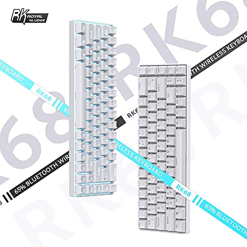 RK ROYAL KLUDGE RK68 Wireless Hot Swappable 65% Mechanical Keyboard, 68 Keys Compact BT5.0 Gaming Keyboard with Stand-Alone Arrow/Control Keys, Quiet Red Switch