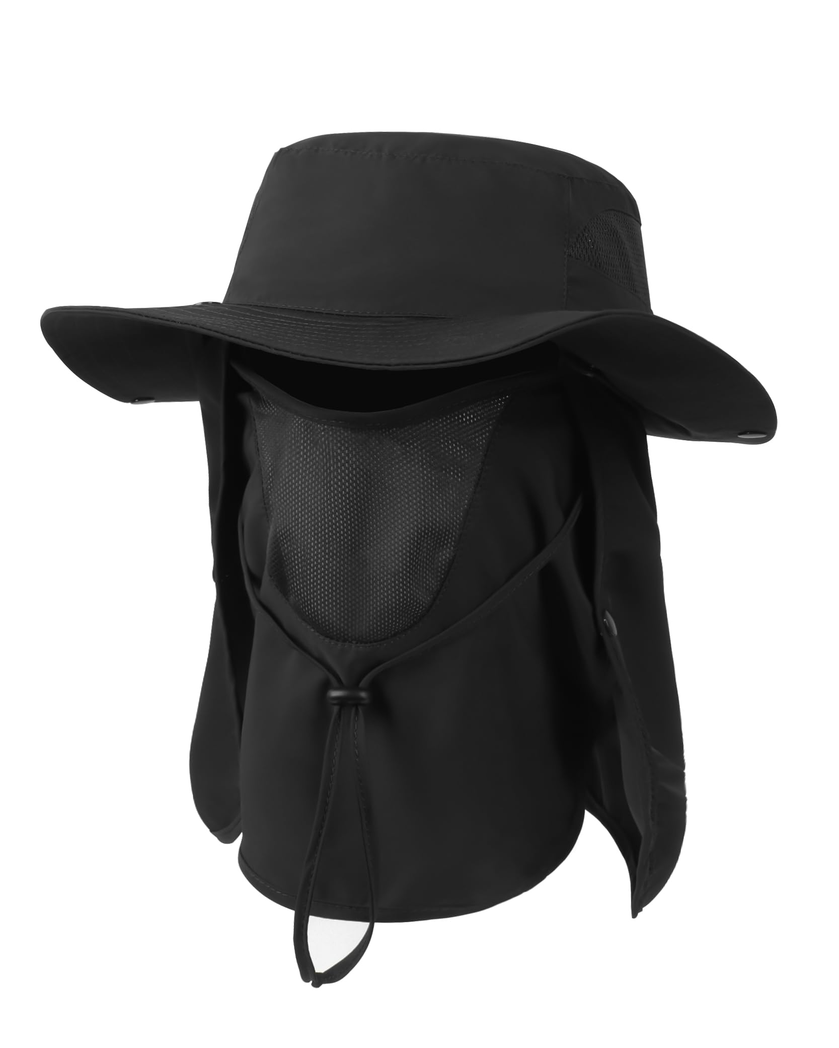Zylioo 2XL Oversized UPF50+ Summer Boonie Hats with Face Cover,Adjustable Fishing Sun Hat with Neck Flap for Big Heads