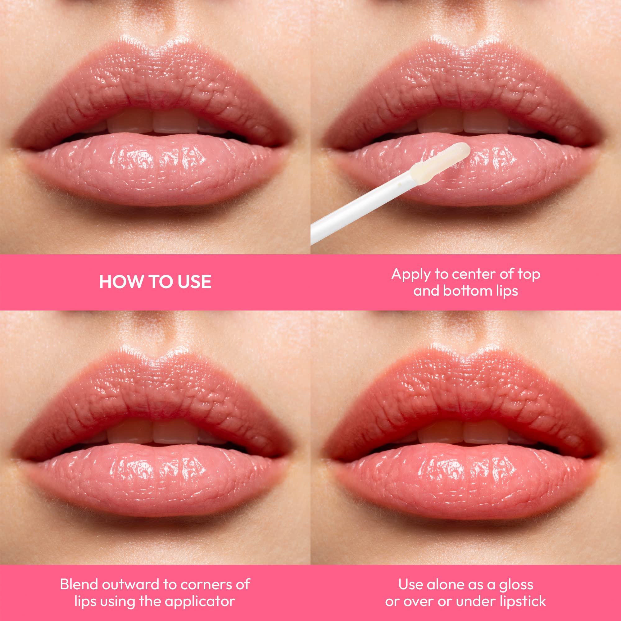 Ruby Kisses Plumping Lip Gloss โ Hydrating, Voluminous, High-Shine, Cruelty-Free Lip Plumper, Smoothing, Instinct Lip Maximizer, 4 Colors, 0.15 FL oz. (CLEAR)
