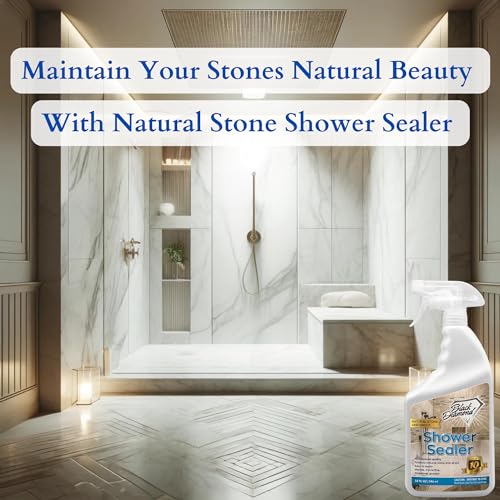 Natural Stone and Grout Penetrating Shower Sealer. Marble, Granite Travertine, Limestone. Protects Making Them Easy to Clean. Works Also on Grout in Tile, Ceramic, and Porcelain. 32oz.
