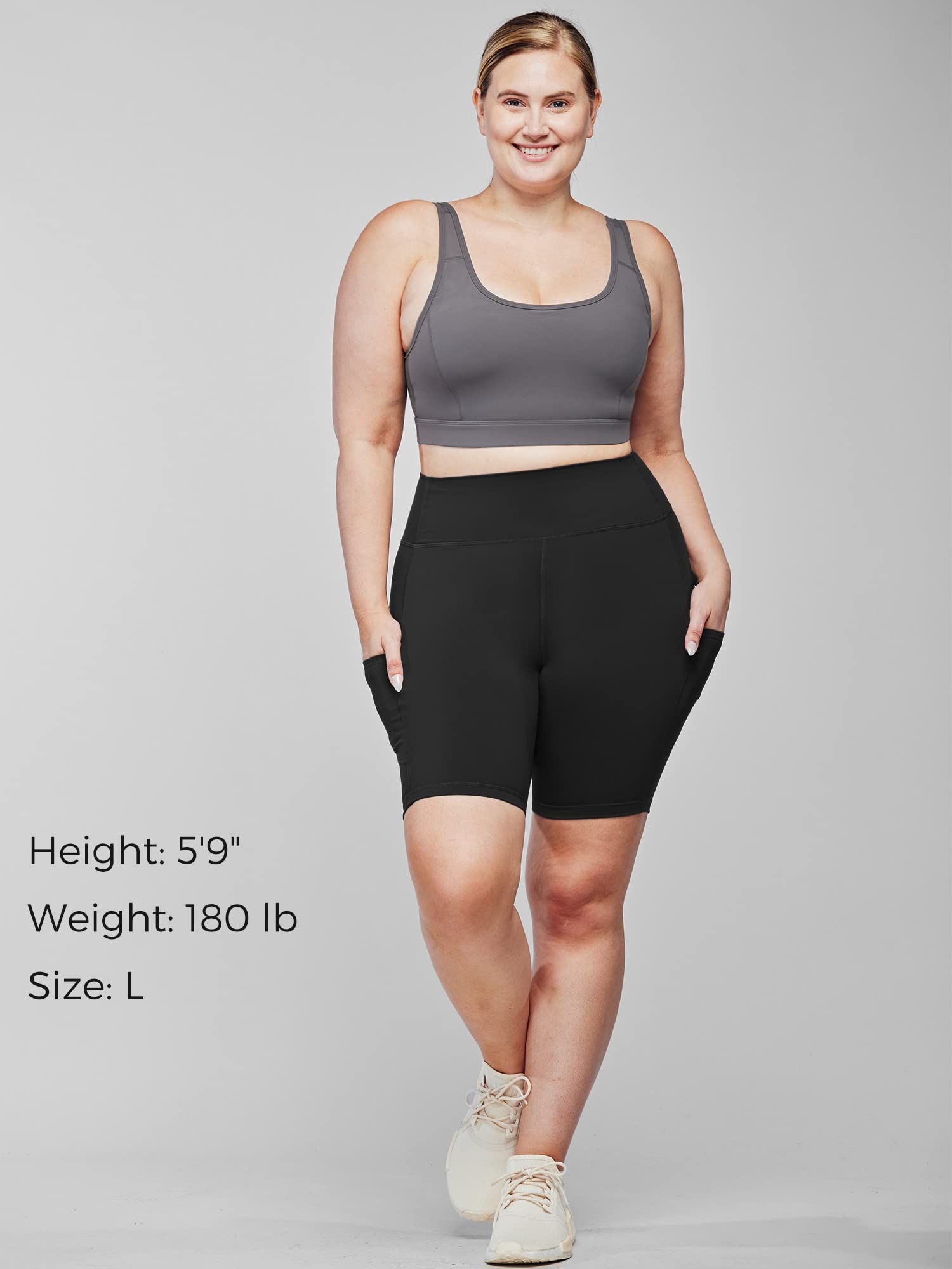 Stelle Womens High Waist Biker Cycling Gym Running Volleyball Workout Yoga Shorts (Medium, Silky Soft Compression-8" Black)