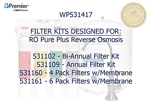 Watts Premier WP531417 RO Pure Plus Reverse Osmosis Filtration System with Top-Mount Twist Faucet, Brushed Nickel, Standard