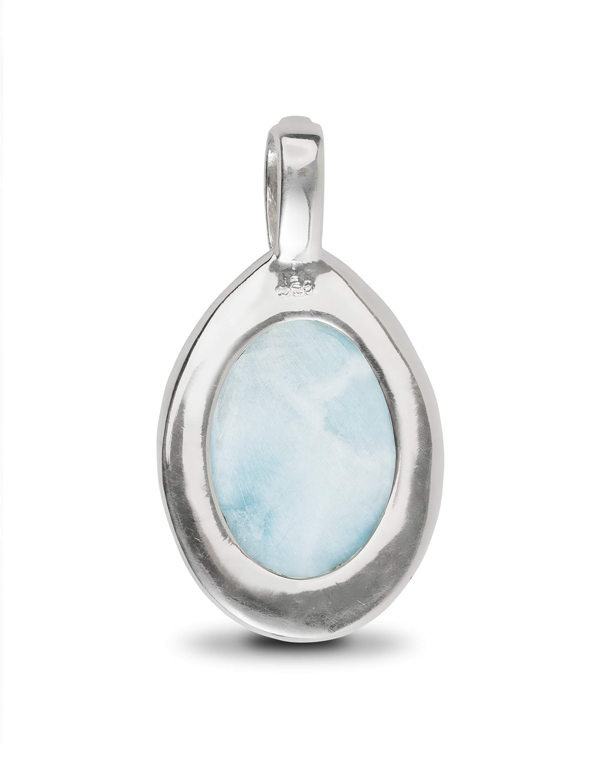 Rock's Rocks Sterling Silver Natural Larimar Pendant with 25x18mm Oval Stone