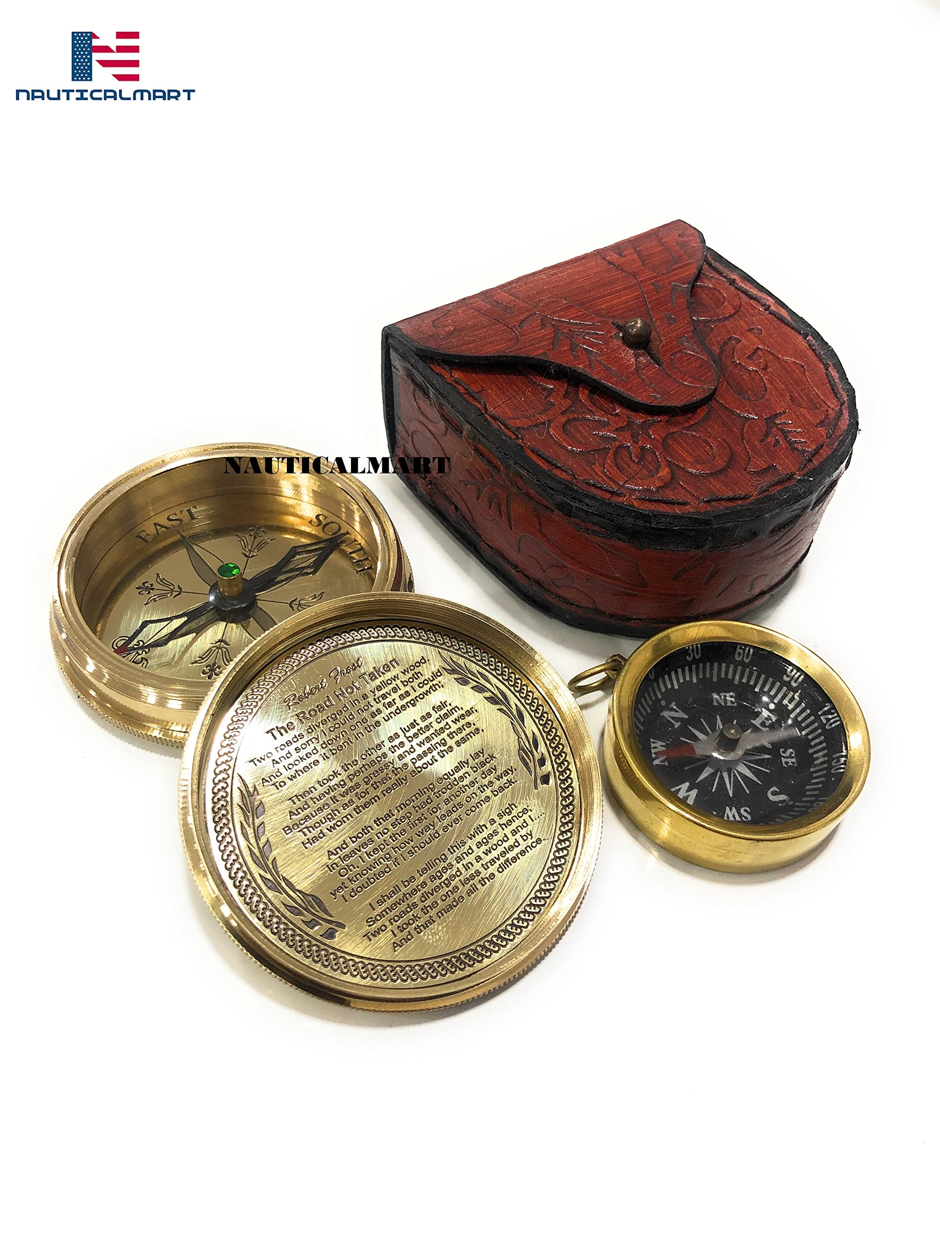NauticalMart Brass Compass I Carry Your Heart with Me Poem Compass with Mini Compass Combo Gift, Personalized Compass, Groomsmen Gifts, Wedding Gifts, Corporate Gift, Unique Gift