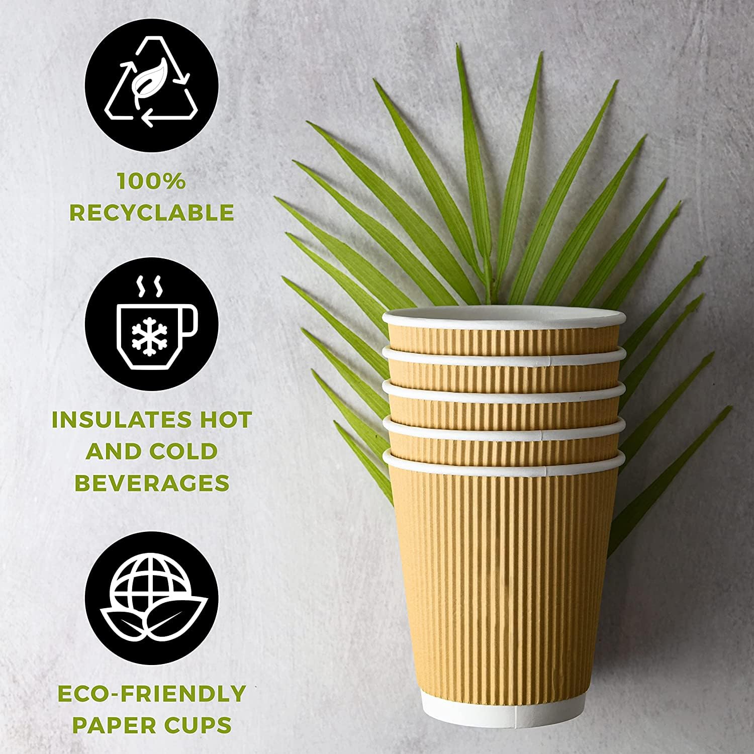 NYHI Set of 150 Ripple Insulated Kraft Paper Cups β Coffee/Tea Hot Cups | Recyclable |3-Layer Rippled Wall For Better Insulation | Perfect for Cappuccino, Hot Cocoa, or Iced Drinks (4 oz)