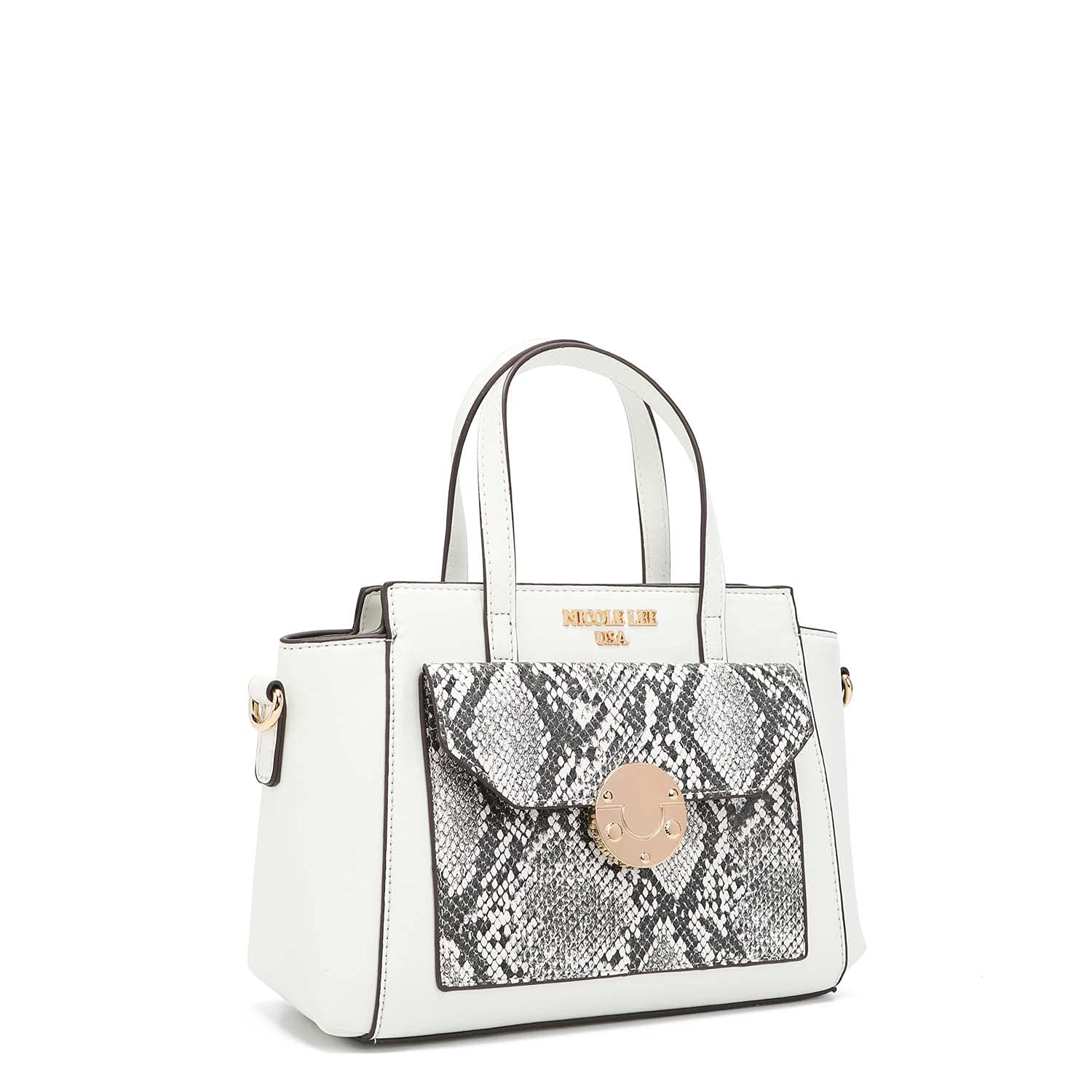 Nicole Lee Natalia 3 Piece Set (Shopper, Mini Satchel Crossbody, Clutch) (WHITE)