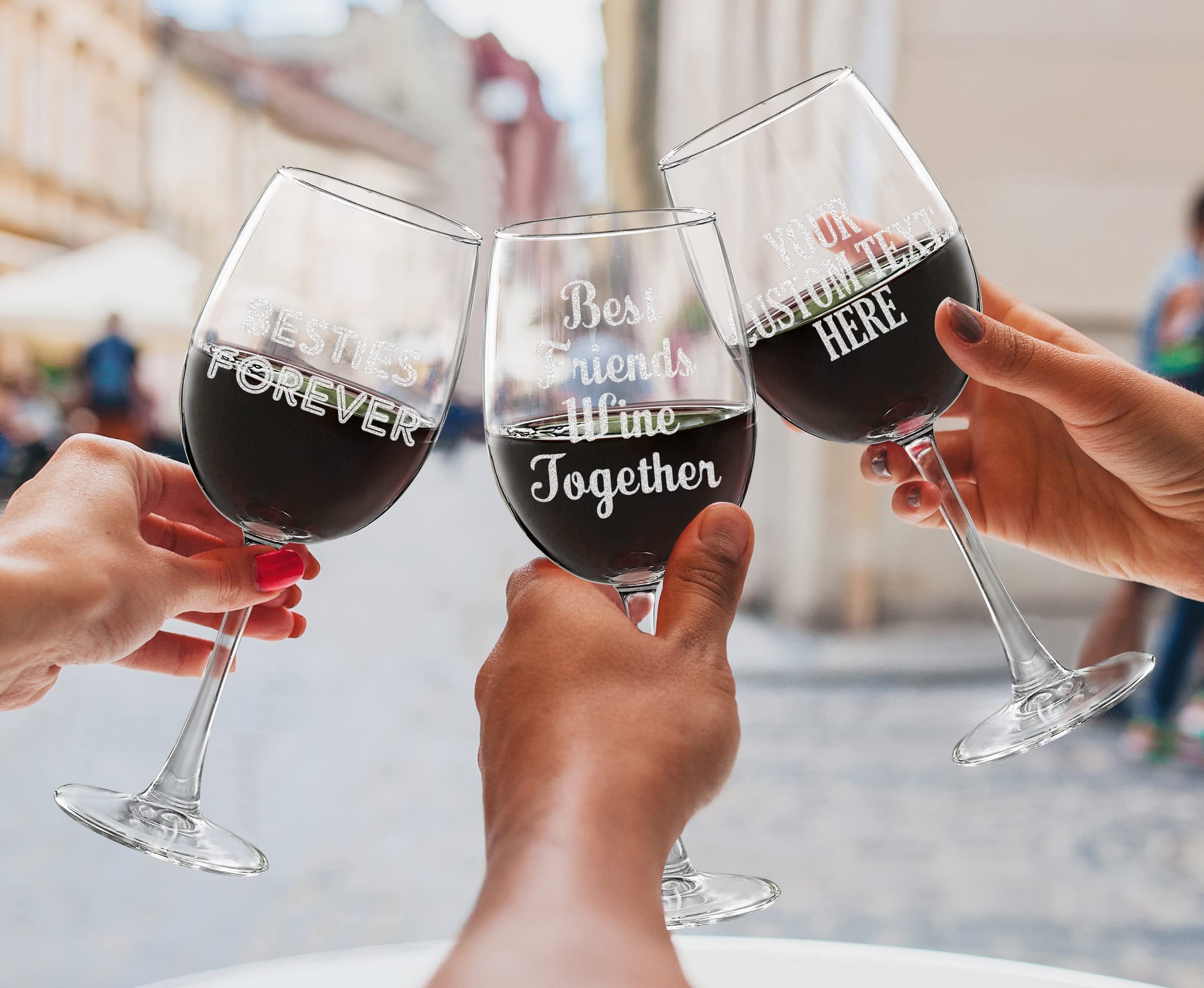 TEEAMORE Personalized Wine Glass Add Your Name Text Valentiness Day Birthday Anniversary Laser Engraved Stemmed Wine Glass 16oz