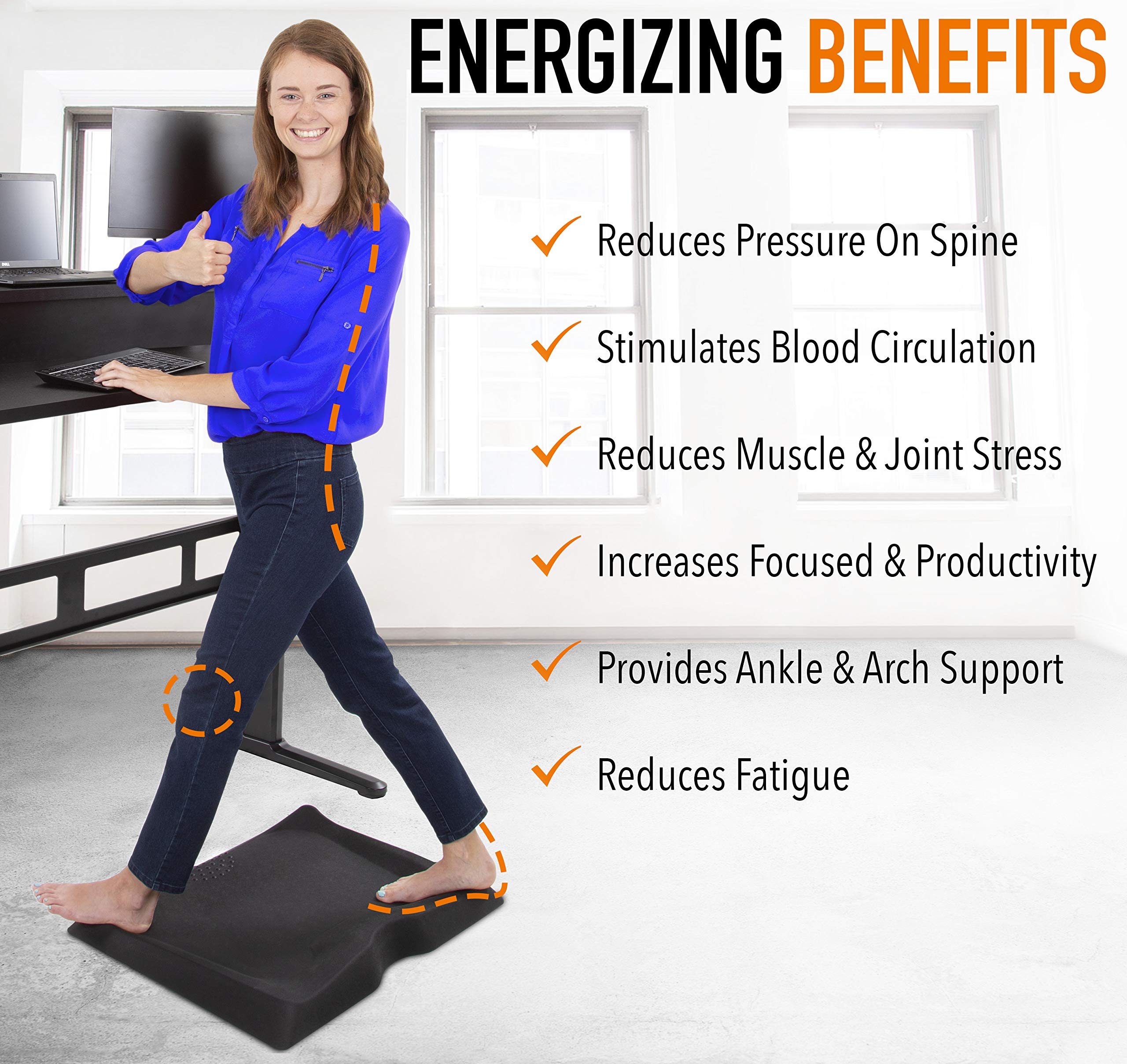Stand Steady Mountain Mat | Anti Fatigue Mat for Active Standing | Ergonomic Standing Mat with Raised Gel Foam Padding for Calf & Arch Support | Massage Floor Mat for Standing Desk (27x21in/Black)
