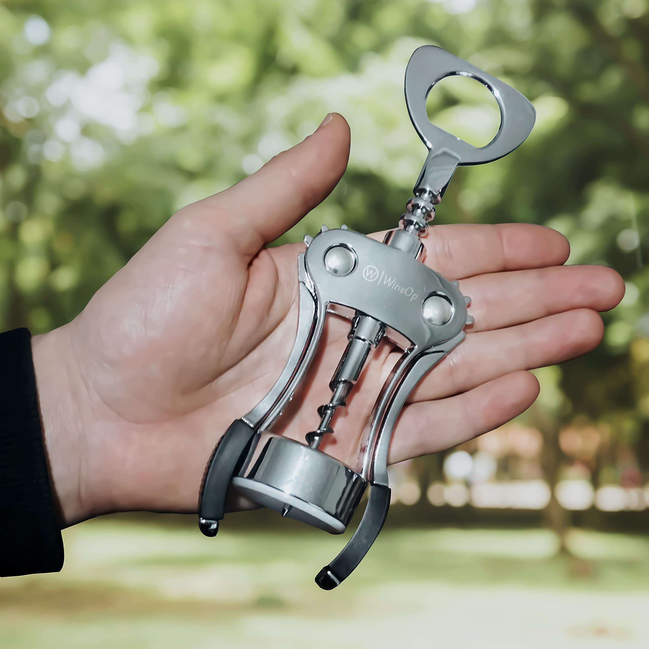 WineOp Professional Winged Wine Bottle Opener Corkscrew Beer Bottle Opener | Premium Wing Wine Opener Cork Screw for Home Kitchen Restaurant Bar Waiters Bartenders Multifunctional Easy Use Cork Opener