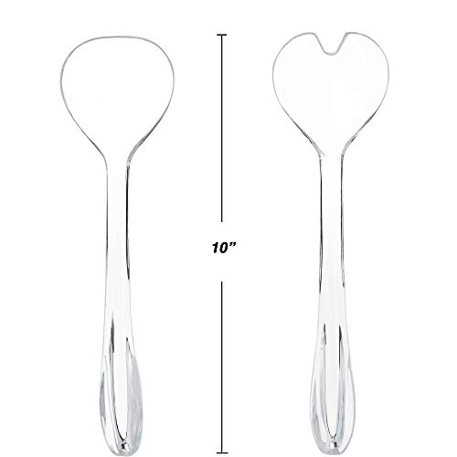 Srenta Clear Acrylic 2-in-1 Arc Salad Serving Tongs | BPA Free Plastic | Modern Salad Servers | Perfect Kitchen Tool For Catering, Buffet, Parties, Events, 2 Pcs