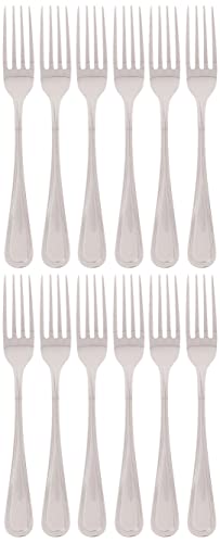 Winco Continental Table Fork Set, European, Heavyweight Stainless Steel, 18/0, 12-Piece