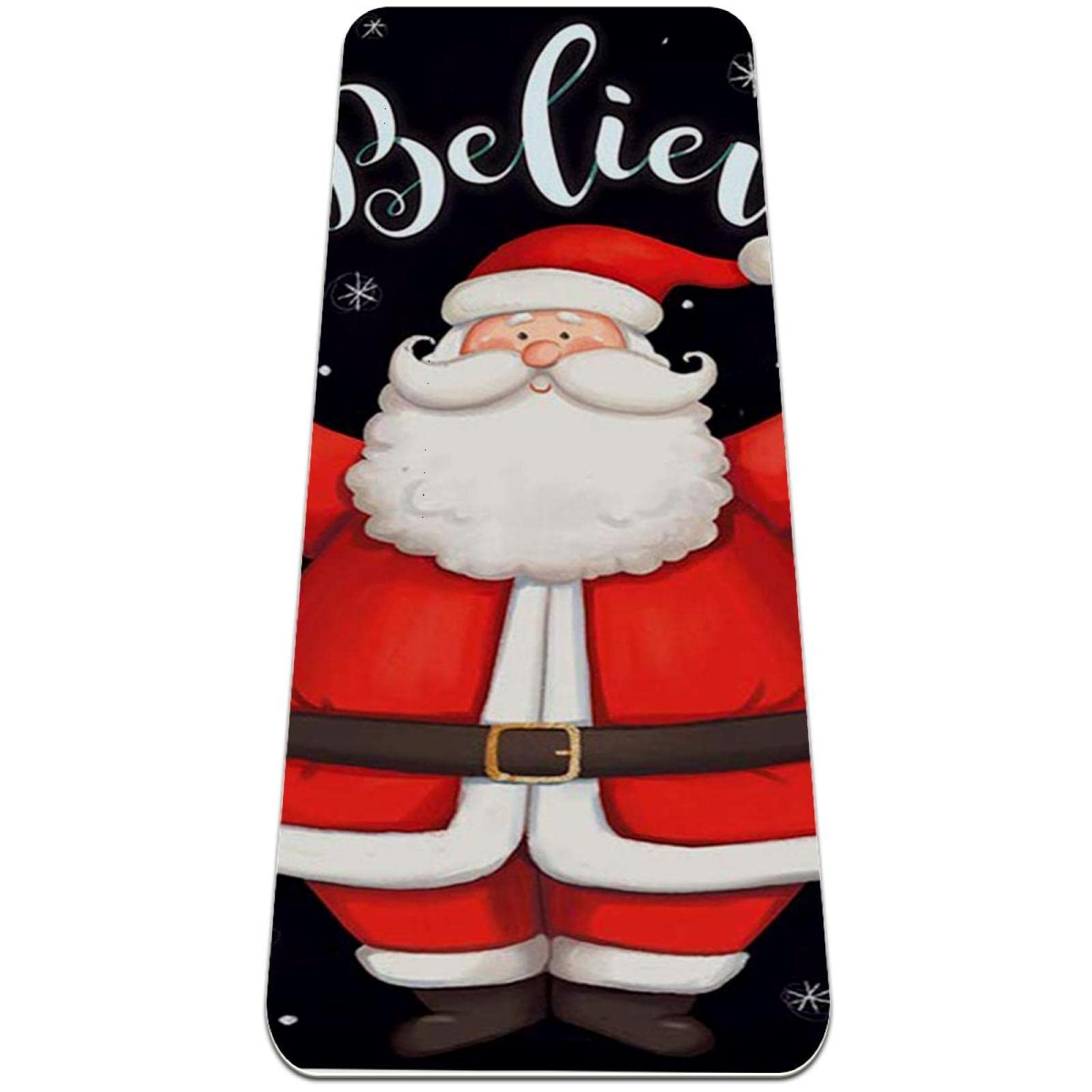 Yoga Mat, Yoga Mats for Home Workout, Workout Mat, Exercise Mats, Pilates Mat, Red Santa Claus pattern