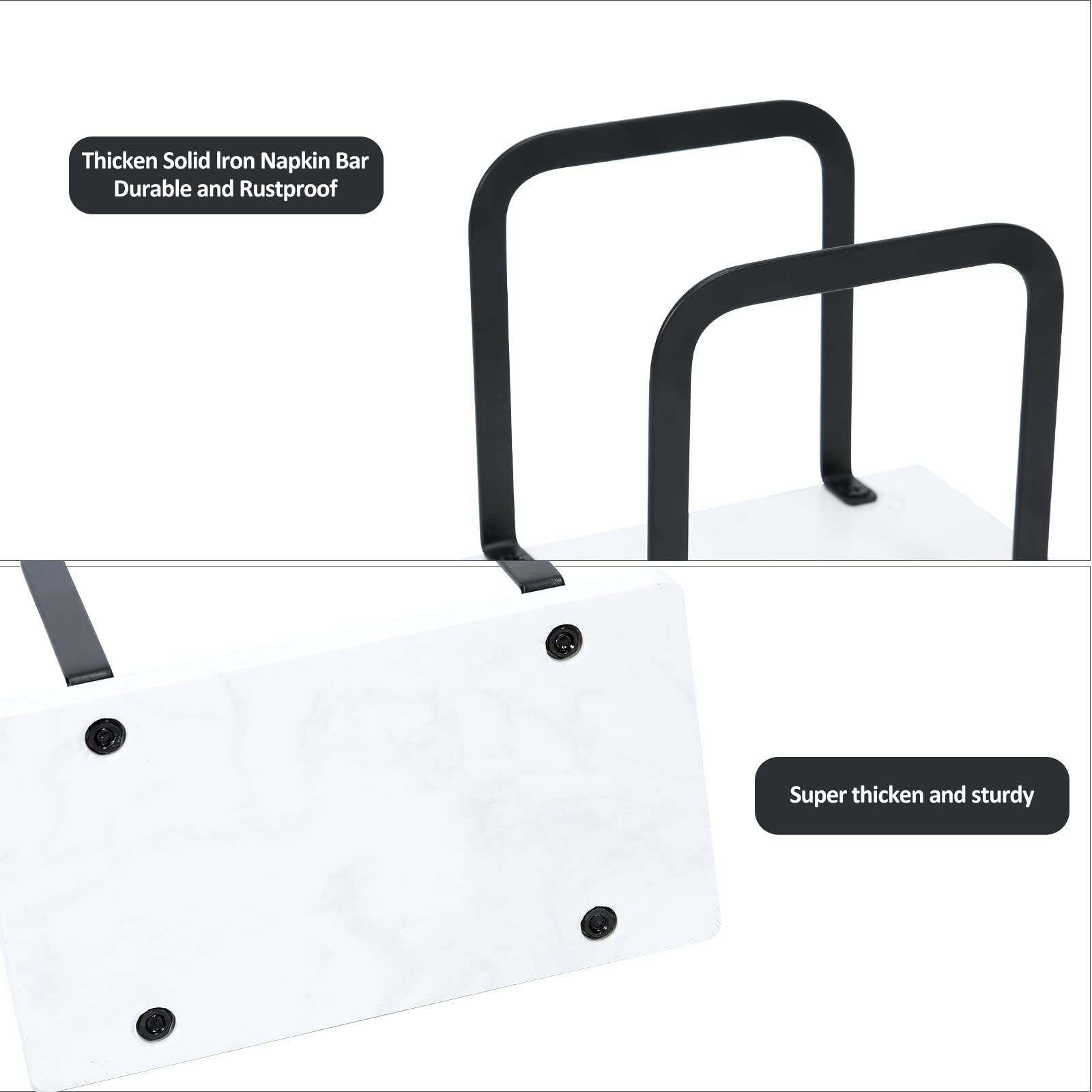 Winmien Napkin Holder, Paper Towel Dispenser with Marble Base for Kitchen Countertops.（Black）