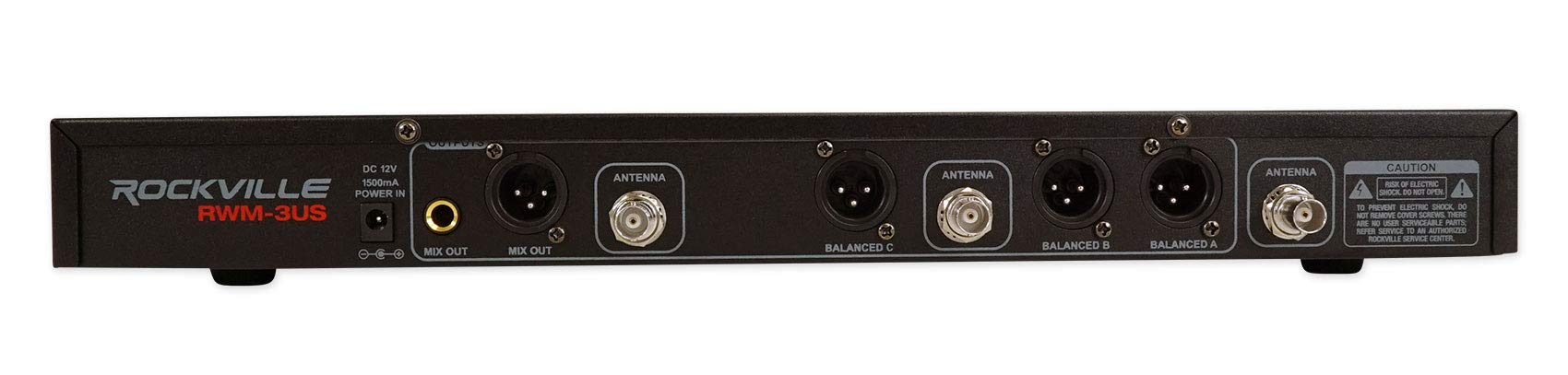 Rockville RWM-3US Triple Wireless UHF 3 Microphone System w/Adjustable Frequency,black