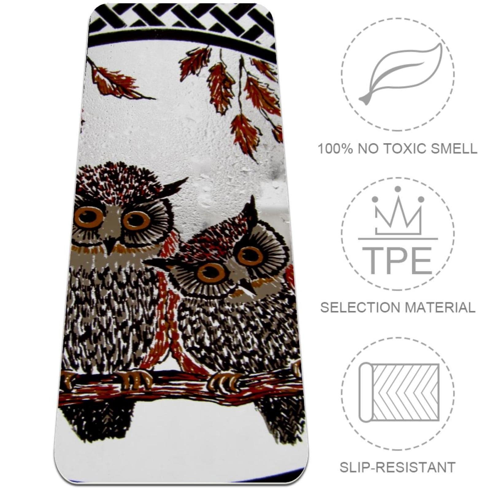 Yoga Mat, Yoga Mats for Home Workout, Workout Mat, Exercise Mats, Pilates Mat, bird animal owl pattern