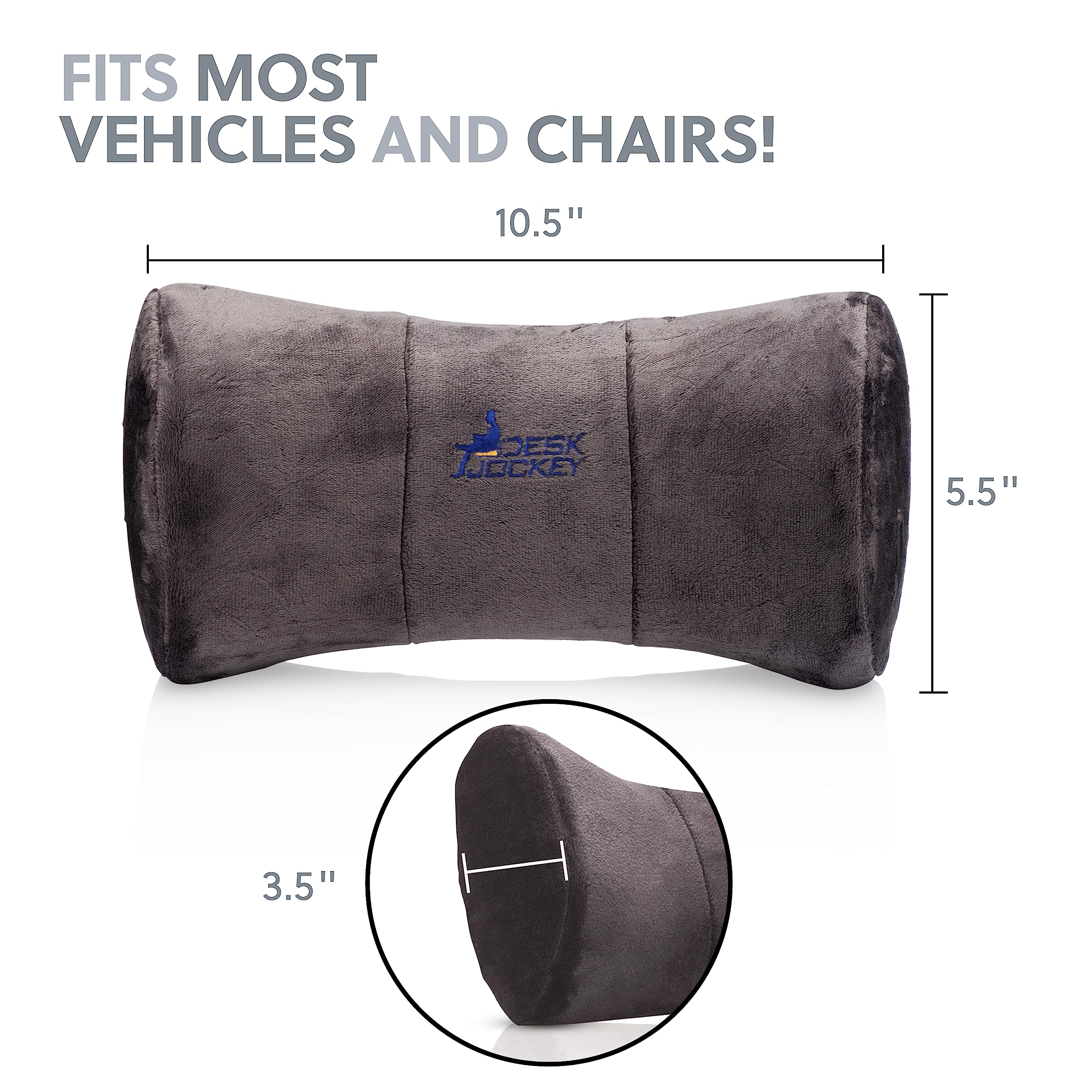 Neck Pillow Headrest Support Cushion - Clinical Grade Memory Foam for Chairs, Recliners, Driving Bucket Seats (Plush Velvet, Gray)